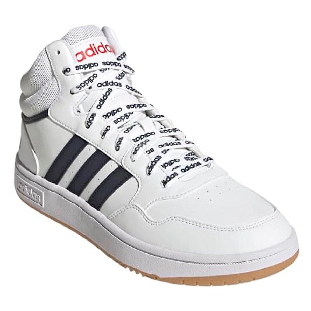 adidas Men's Hoops 3.0 Mid Basketball Shoes, White/Ink/Vivid Red, 8.5