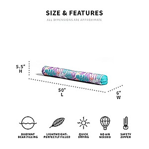 Big Joe Noodle 2pk No Inflation Needed Pool Floats, Tropical Hibiscus Aqua Double Sided Mesh, Jumbo 4ft