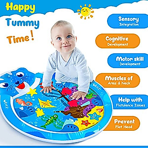Large Inflatable Tummy Time Water Mat for Babies, Premium Infant Baby Floor Water Mat for 3+ Newborns Toddlers, Water Play Mat to Strengthen Muscles, Promote Sensory Stimulation and Development Toys