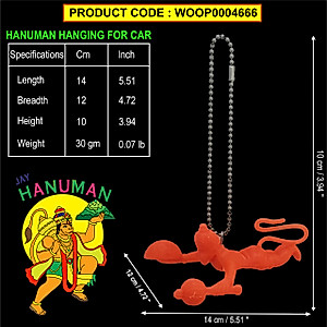 Divine Mantra Flying Hanuman Car Hanging Rearview Mirror Accessories Charm Lord Bajrang Bali Home Wall Decor Items Kitchen, Balcony, Garden, , Aesthetic Decorative Lucky - Orange (1) (WOOPCOM442)