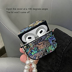 Tucana Mother of Pearl Airpods 3 Case for Women and Girls, Cover with Natural Mother-of -Pearl Shell Bling Glitter Hard Case Compatible with Apple Airpods 3 Charging Case (Black Shell)