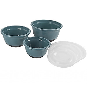 Wisconic 12-Piece Bowl Set - Plastic, Durable Kitchenware, Dishwasher Safe - Made in the USA - Prussian Blue & Light Teal