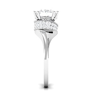 Rosec Jewels Certified Moissanite Solitaire Bypass Engagement Ring for Women | 3.75 Cttw | 8 MM | D-VS1 Quality, 14K White Gold, Size:US 6.50