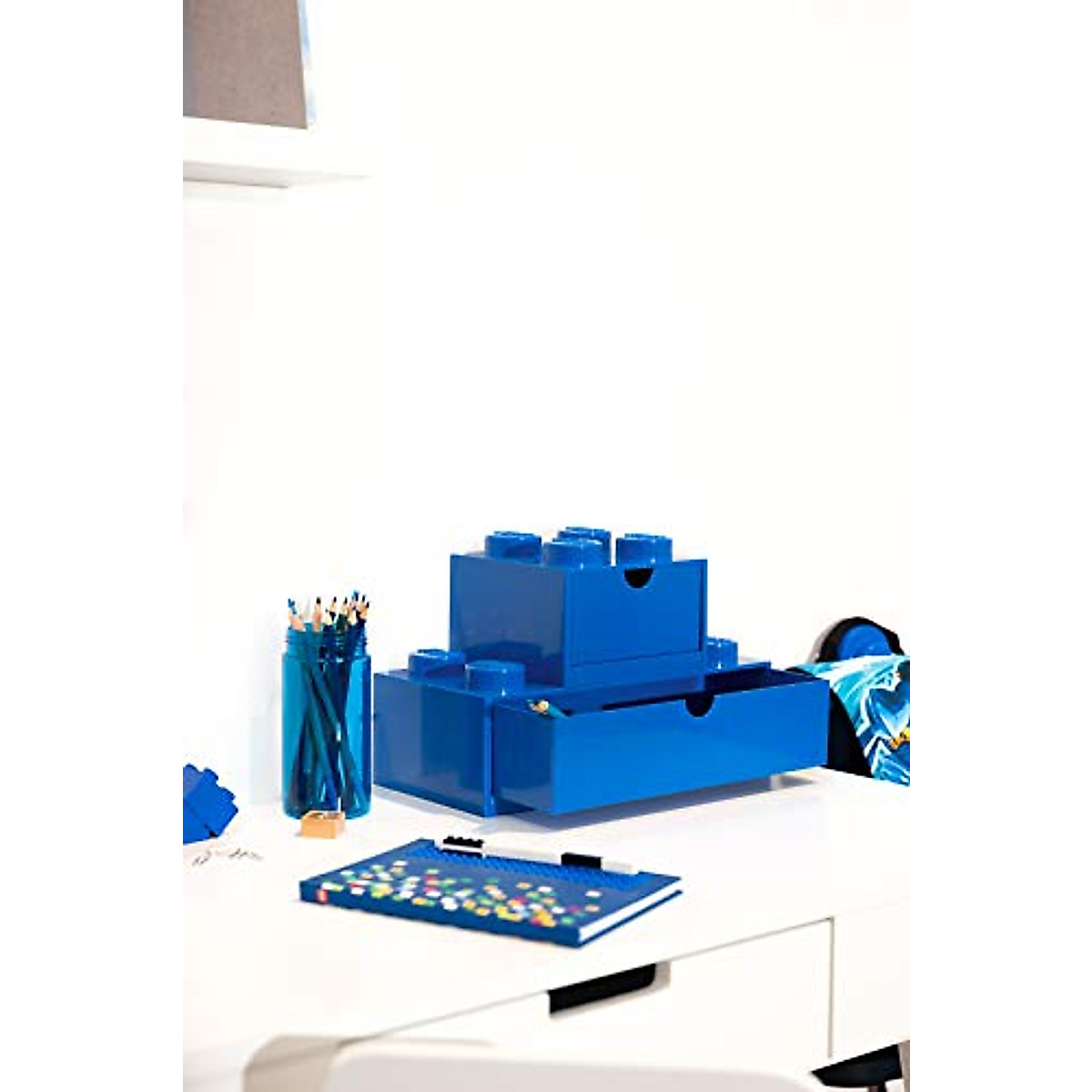 Room Copenhagen, Lego Desk Drawer - Stackable Tabletop Storage - 12.4” x 6.2” x 4.5” - Brick 8, Black (40211733-Parent)