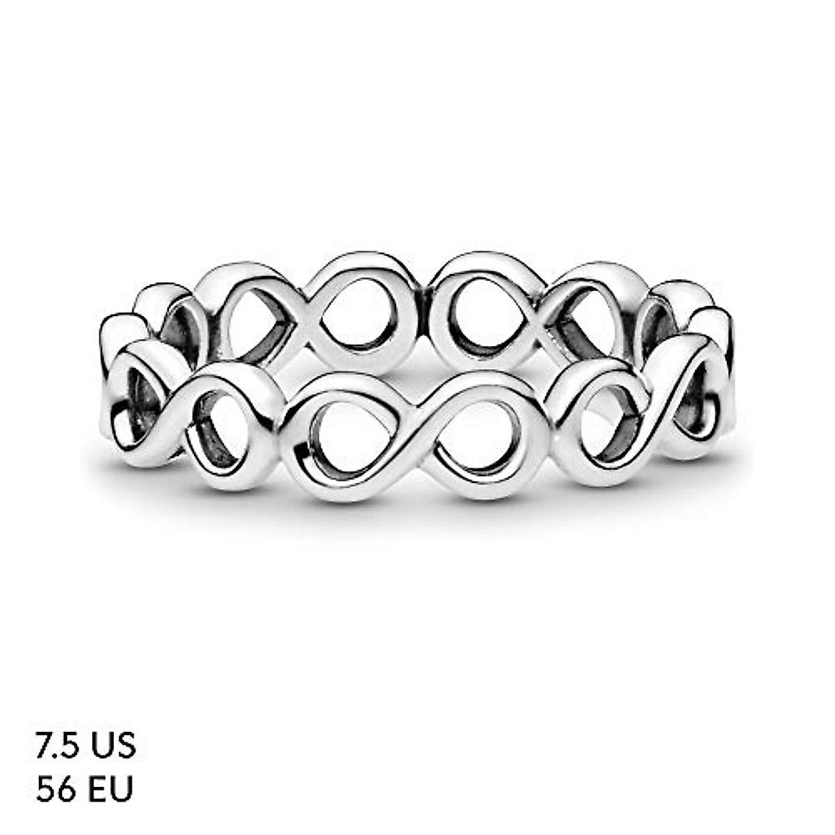 Pandora Simple Infinity Band Ring - Sterling Silver Ring for Women - Layering or Stackable Ring - Gift for Her - Sterling Silver - Size 7.5