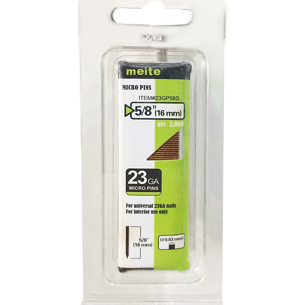 meite 23 Gauge Pin Nails, 5/8-Inch Micro Headless Pins for Pin Nailer - Copper Plated Pins Nails for Nail Gun, Ideal for Fine Woodworking and Trim Work (10,000 PCS)