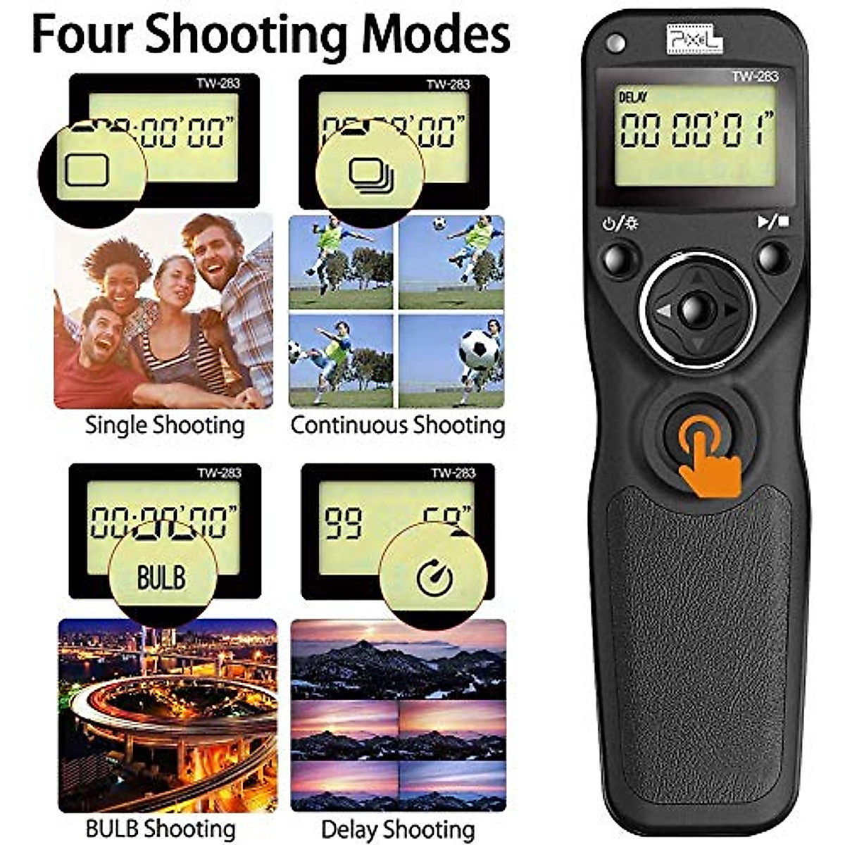 Pixel Remote Timer TW-283/E3 LCD Multi-Function Shutter Remote Release Timer Controller Adapter for Canon EOS DSLR Pentax Contax Cameras