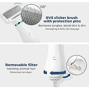 KUUBIA Pet Hair Dryer | Portable and Quiet 2 in 1 Pet Grooming Hair Dryer Blower with Replaceable Slicker Brush | Adjustable Temperature | for Small and Medium Dogs and Cats