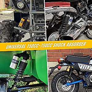 Newsmarts Pair Adjustable 13.5 Inch 340mm ATV Motorcycle Air Shock Absorbers Nitrogen Suspension Universal Fit for ATV UTV Go Kart Quad Dirt Sport Bikes Cafe Racer (Gold and Black)