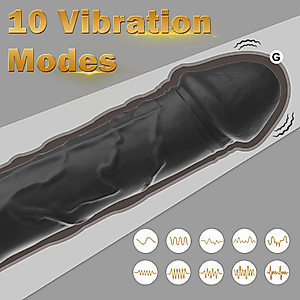 G Spot Dildo Vibrator - BGGOOD Adult Female Sex Toys with 10 Vibrations, Realistic Silicone Dildos Finger Vibrators for Multiple Stimulation, Clitoris Stimulator for Woman Sexual Pleasure(Black)