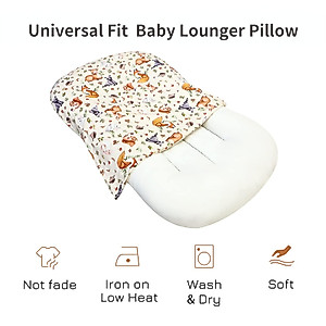 Jundetye Nursing Pillow Cover and Baby Lounger Cover for Girls Boys, Soft Comfortable Stretchy Removable Slipcover, Watercolor Animal