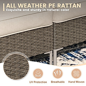 VICLLAX 2 Pieces Wicker Patio Furniture Set, Outdoor Conversation Set of 2 Armless Sofas with Cushion for Garden, Poolside, Backyard, Grey PE Rattan