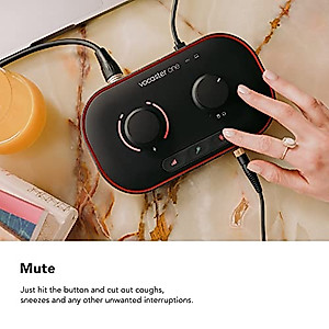 Focusrite Vocaster One — Podcasting Interface for Recording as a Solo Creator. Use Auto Gain, Enhance, and Mute for Easy Podcasting. Small, Lightweight, and Powered by Computer