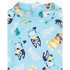 Bluey Girls Swimsuit | Baby Toddlers Blue Bingo Swimming Costume Long Sleeve with Frill