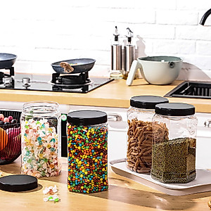 8 Pieces Large Clear Plastic Jars with Lids 70 oz Empty Storage Containers Hexagon Wide Opening Airtight Plastic Canisters with Lids for Kitchen Dry Food, Snacks, Flour, Sugar, Dog Food, Spice