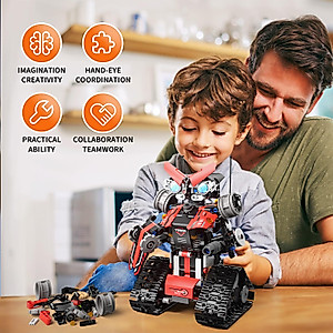 HAMIMOS 5 in 1 STEM Robot Toy Building Kit, Remote & APP Controlled RC Car/Racer/Robot/Bulldozer/Tank for Boys Ages 6 7 8-12 Yeah Old, STEM Building Toys Birthday Gift for Boys Girls Kids (600 Pcs)