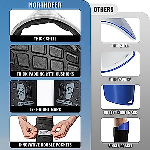 Soccer Shin Guards for Men incl. Sleeves with Optimized Insert Pocket - Protective Soccer Equipment for Kids Adults (Black L)