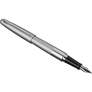 Pilot Metropolitan Collection Fountain Pen, Silver Barrel, Classic Design, Medium Nib, Medium Nib, Black Ink (91118)