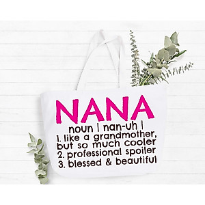 COCOVICI Nana Tote Bag | Grandma Gifts | Nana Gifts | Nana Christmas Gift | Christmas Gift from Grandkids (Nana Definition Pink/Black Font)