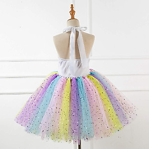 MYRISAM Girls Kids Unicorn Sequins Tutu Dress w/Headband Halloween Costume Rainbow Tutu Outfits Princess Birthday Party Gift 10-12T