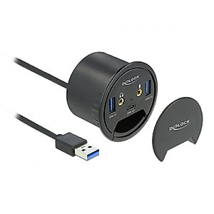 Delock 3 Port Desktop Hub 1 x USB Type-C and 2 x USB Type-A + HD Audio Ports, 62794