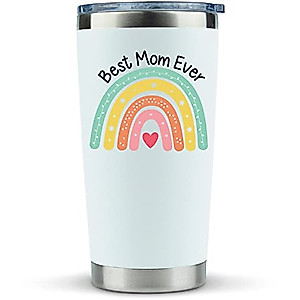 Gifts for Mom from Daughter, Son -Best Mom Ever- 20oz Tumbler Mug - Unique Gift Idea for Mother, Wife, Birthday Present, Husband, Kids, Cute Cup