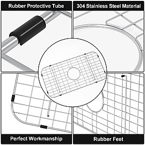 Sink Bottom Grid 24-1/8" x 12-5/8", Centered Drain with Corner Radius 1-1/2", Sink Protector