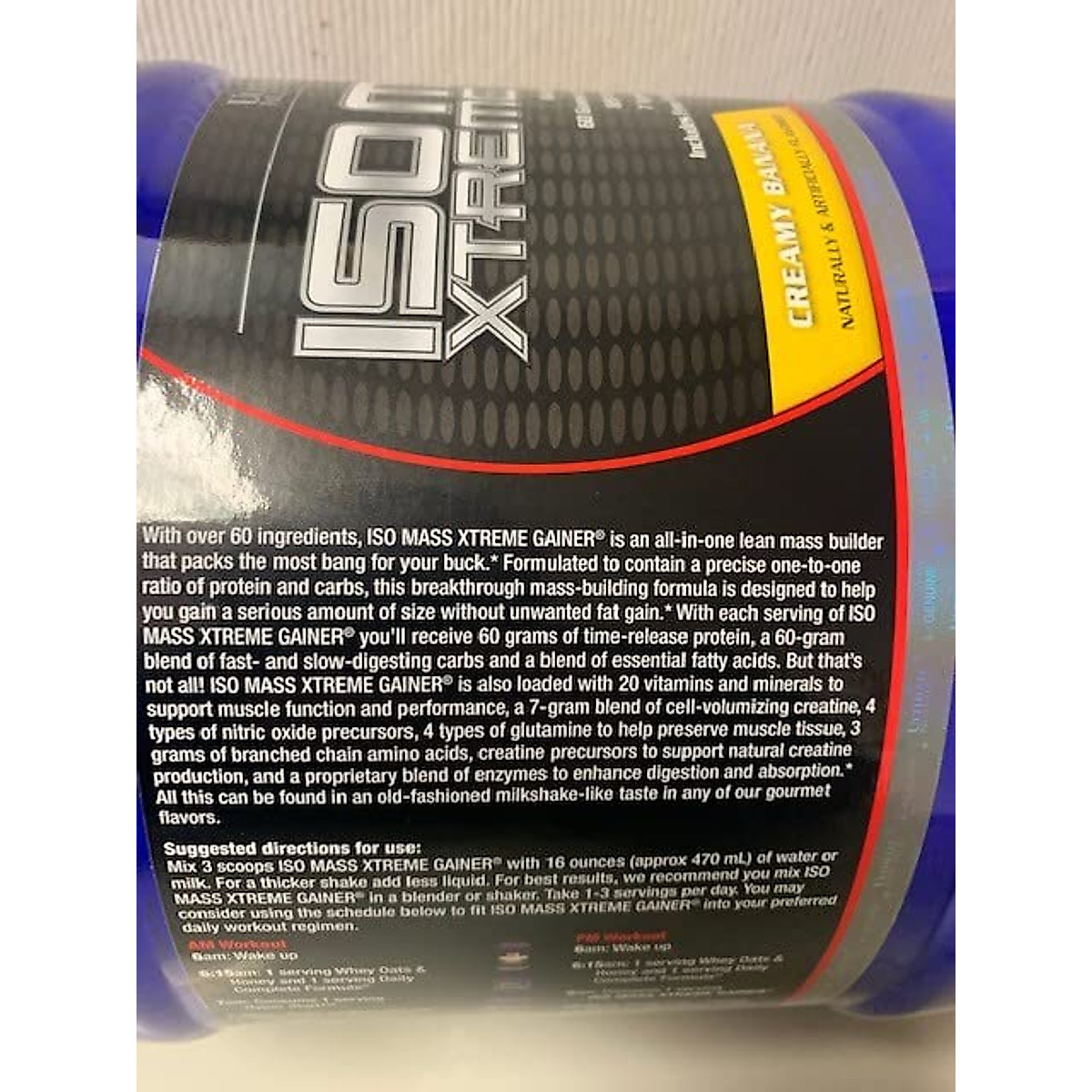 Ultimate Nutrition ISO Mass Xtreme Gainer, Isolate Protein Powder with Creatine - Weight Gain Serious Lean Muscle Mass with 60 Grams of Protein, Banana, 30 Servings