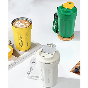 16 oz New 316 Stainless Steel Vacuum Insulated Tumbler - Coffee Travel Mug Spill Proof with Lid - Thermos Cup for Keep Hot/Ice Coffee,Tea and Beer (E)