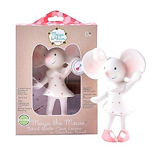 Tikiri Toys Meiya The Mouse Teether Toy, Organic Natural Rubber Teether with Squeaker, Ages 6 Months & Up