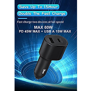 Samsung Super Fast Dual Car Charger (45W+15W) with Super Fast Charging Cable for Samsung Galaxy S22 S21 S20 Ultra Plus Note 10+,Google Pixel,Note 20,PPS Car Charger