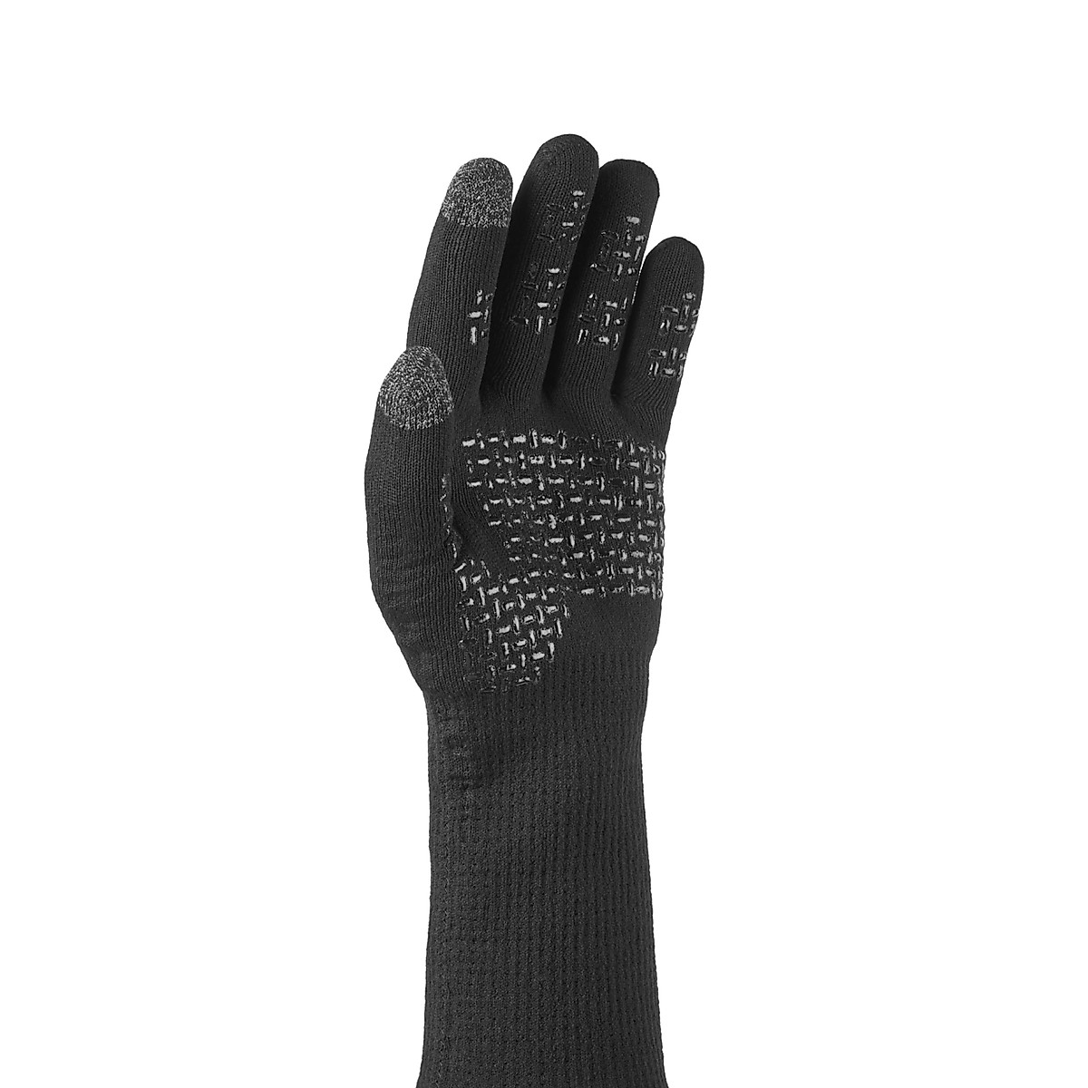 SEALSKINZ Unisex Waterproof All Weather Ultra Grip Knitted Gauntlet Glove, Black, Medium