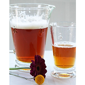 La Rochere Napoleon Bee Glass Pitcher – 34.0 oz, Decorative Glassware w/ The French Bee Embossed Design, Fine French Glassware, Drinking Pitcher, Glass Water Pitcher, Dishwasher Safe Iced Tea Pitcher