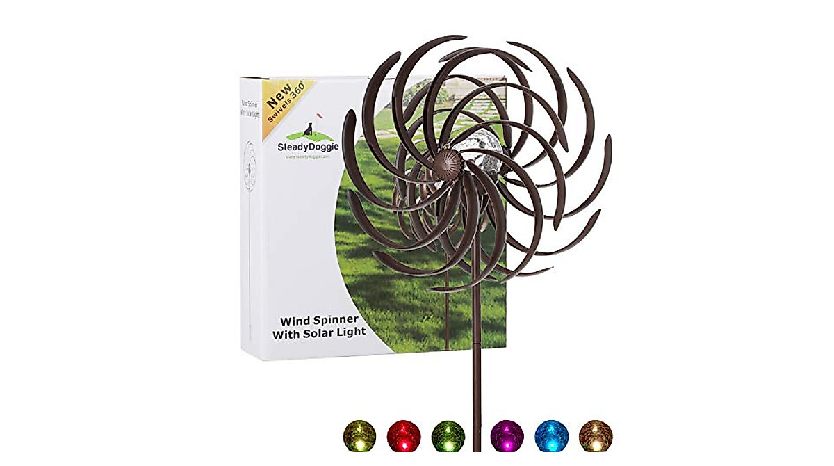Solar Wind Spinner Willow Leaves - Solar Garden Kinetic Art | Durable ...
