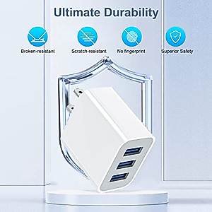 USB Plug, 2Pack 15W 3-Port USB Wall Charger Amoner 2023 Upgraded USB Charger Block iPhone Cube Adapter for iPhone 14 13 12 11 X SE XS 8 Galaxy S22 S21 S20 Android