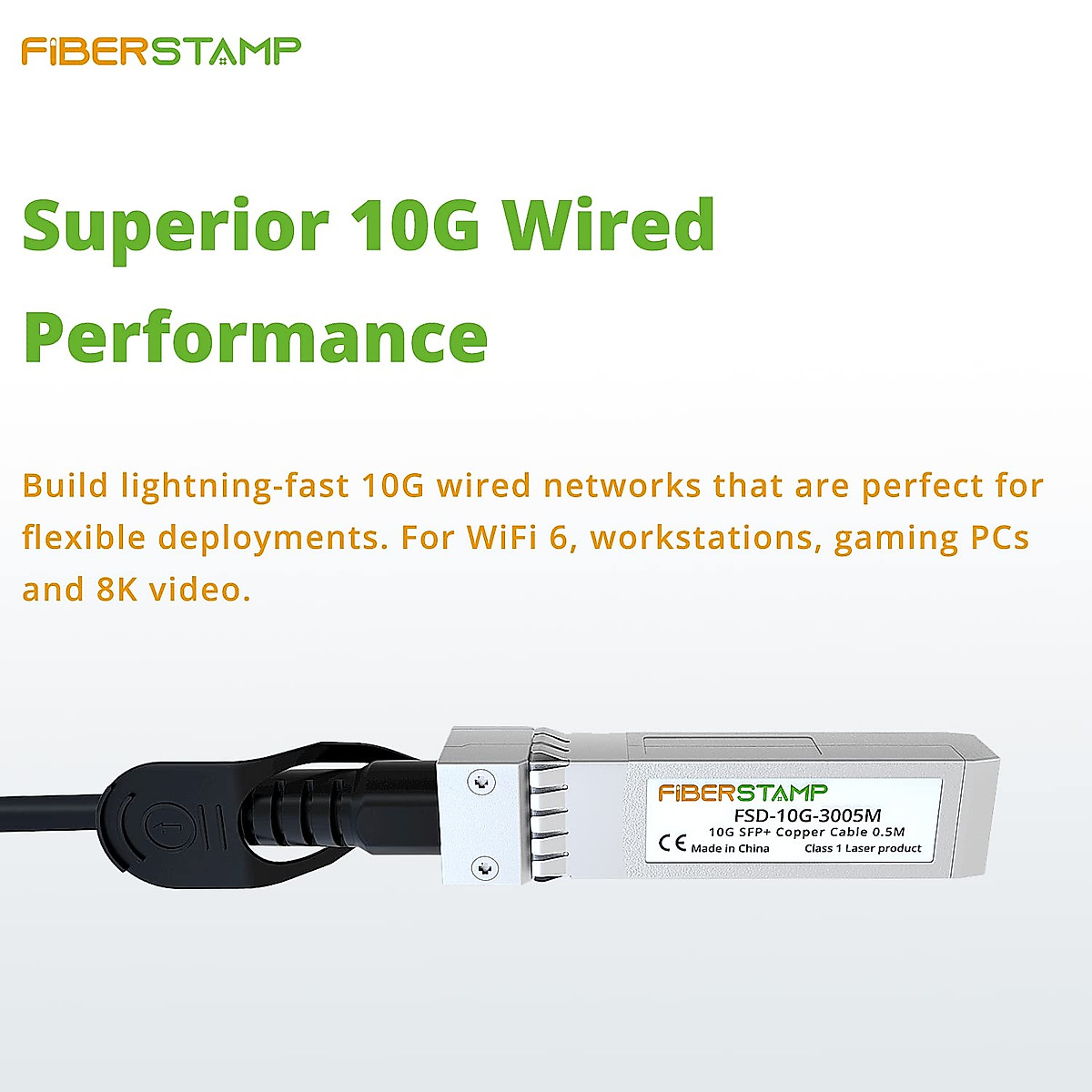 New 10G SFP+ DAC Twinax Cable, Passive, Compatible with Most Fiber Switch, Black Color 10GbE (0.5 Meters(1.6ft))