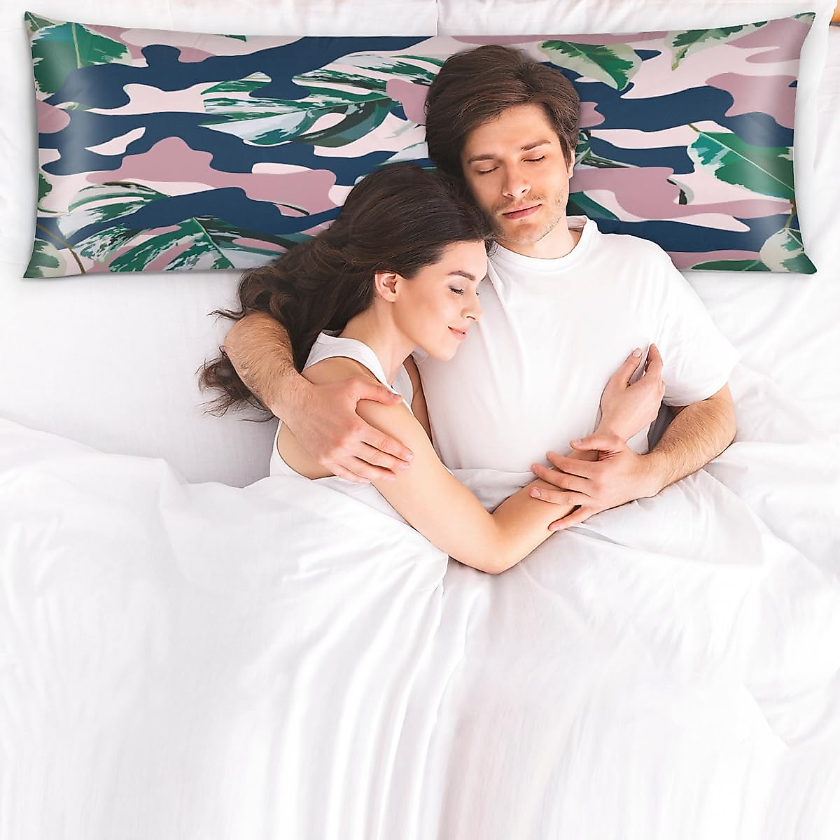 Camo Camouflage Body Pillow Covers Decorative Soft Bedding Satin Pillowcase with Zipper Closure Cooling Breathable Long Pillow Case-21"x 54"