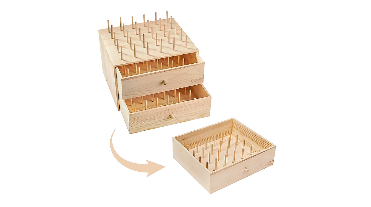 PAZIONMI Wooden Thread Box - Ultimate Sewing Organizer