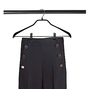 Mawa by Reston Lloyd BodyForm Series Non-Slip Space Saving Clothes Hanger with 2 Clips for Pants or Skirts, Style 42/LK, Set of 5, Black