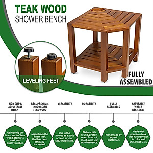 TeakCraft Teak Corner Shower Bench with Basket 17.5 Inch, Fully Assembled. The TeakRa