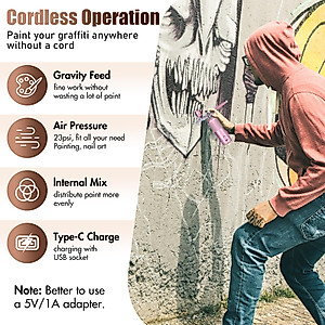 OKUPAN Nail Airbrush Machine - Cordless Airbrush Kit with Compressor - Portable Airbrush for Nails, Cake Cookies Decorating, Makeup, Barber, Model Painting (Pink)