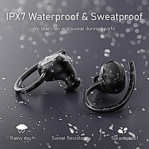 Wireless Earbud, Bluetooth 5.1 Headphones Sport Wireless Bluetooth Earphones in Ear Noise Cancelling Earbud with Mic Deep Bass, Earhooks Ear Buds IP7 Waterproof 48H Headset for Running Gym[2021 New]