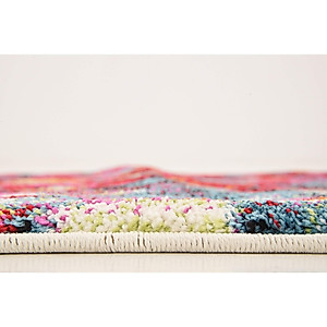 Unique Loom Lyon Collection Bright Modern Abstract Area Rug, 5 ft x 8 ft, Multi/Blue