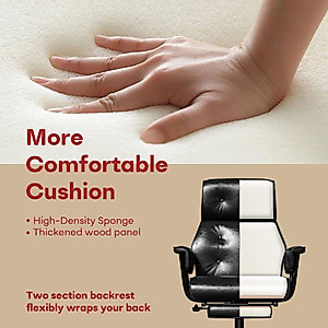 SeekFancy Reclining Office Chair with Footrest, Big and Tall Office Chair 400lbs Wide Seat, Leather High Back Executive Office Chair, Ergonomic Vintage Desk Chair, Heavy Duty Black Computer Chair