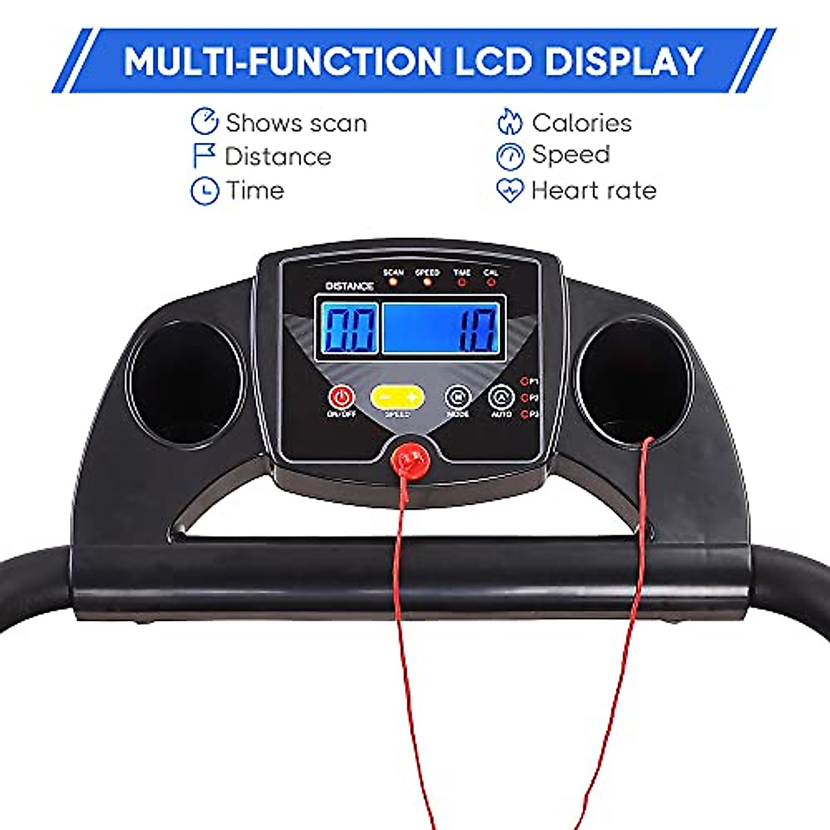 AW Folding Electric Treadmill Portable Running Walking Treadmill with LCD Display Easy Assembly for Home Cardio Exercise