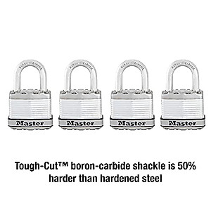 Master Lock M1XQ Magnum Heavy Duty Padlock with Key, 4 Pack Keyed-Alike