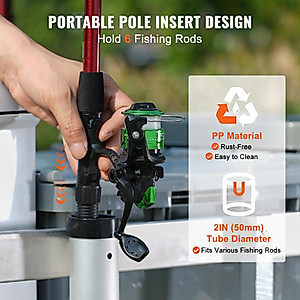 VEVOR Beach Fishing Cart, 400lbs Load Capacity, Fish and Marine Cart with Four 13" Big Wheels PU Balloon Tires for Sand, Heavy-Duty Aluminum Pier Wagon Trolley with 6 Rod Holders for Fishing, Picnic