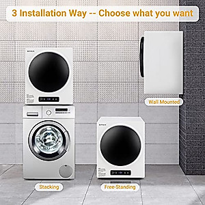 ROVSUN 9LBS Portable Clothes Dryer, 2.6cu.ft High End Front Load Tumble Laundry Dryer with Stainless Steel Tub & LCD Tough Control Panel, White, 110V