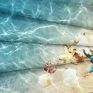 Bedbay Coastal Bedding Set Queen Size Comforter Set Sea Shell Starfish Ocean Decor Teal Comforter Set Queen 3 Piece Beach Theme Bedding Comforter (Coastal, Queen)