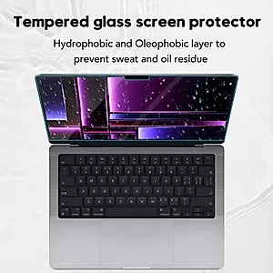 A2442 by 9H Hardness Tempered Glass Screen Protector for 2023 MacBook Pro 14" - Bubble Free, Ultra Thin, HD Transparent, Anti-Scratch